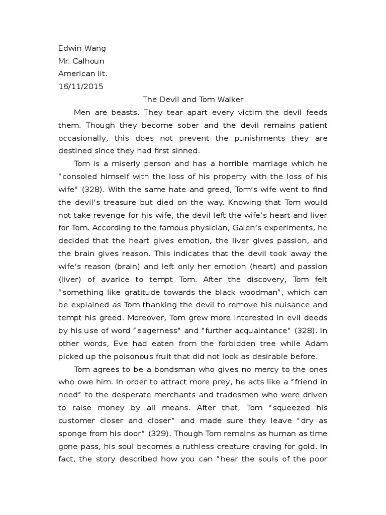 Devil and Tom Walker | PDF | Devil | Seven Deadly Sins