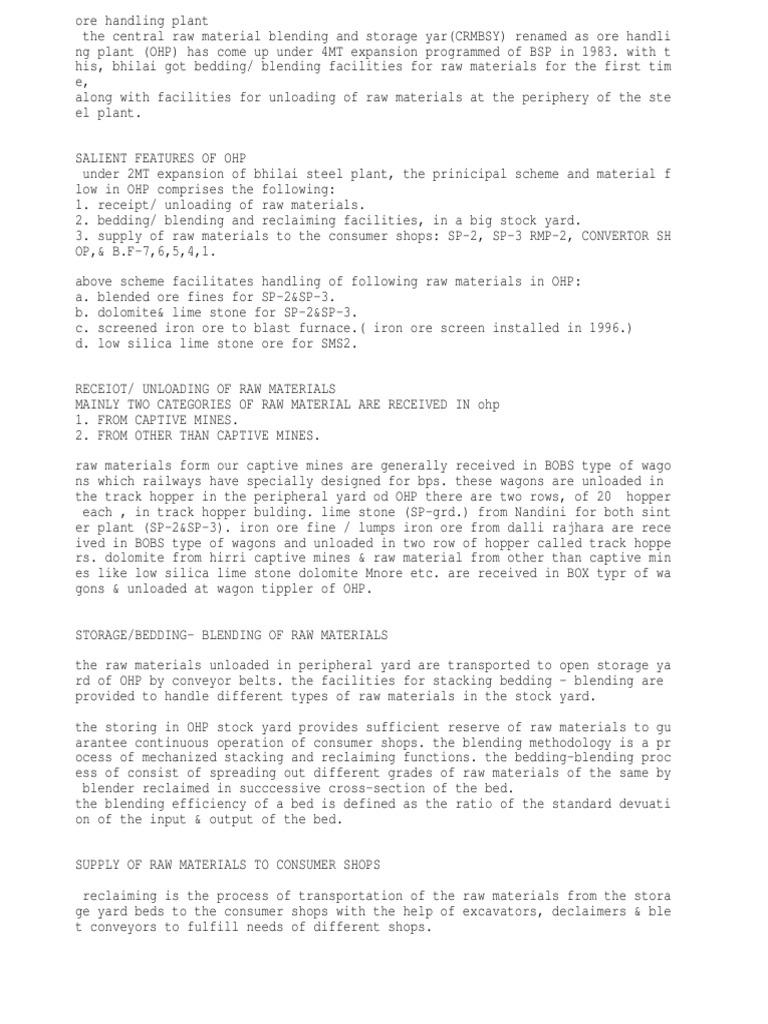 Ore Handling Plant | PDF | Industries | Iron