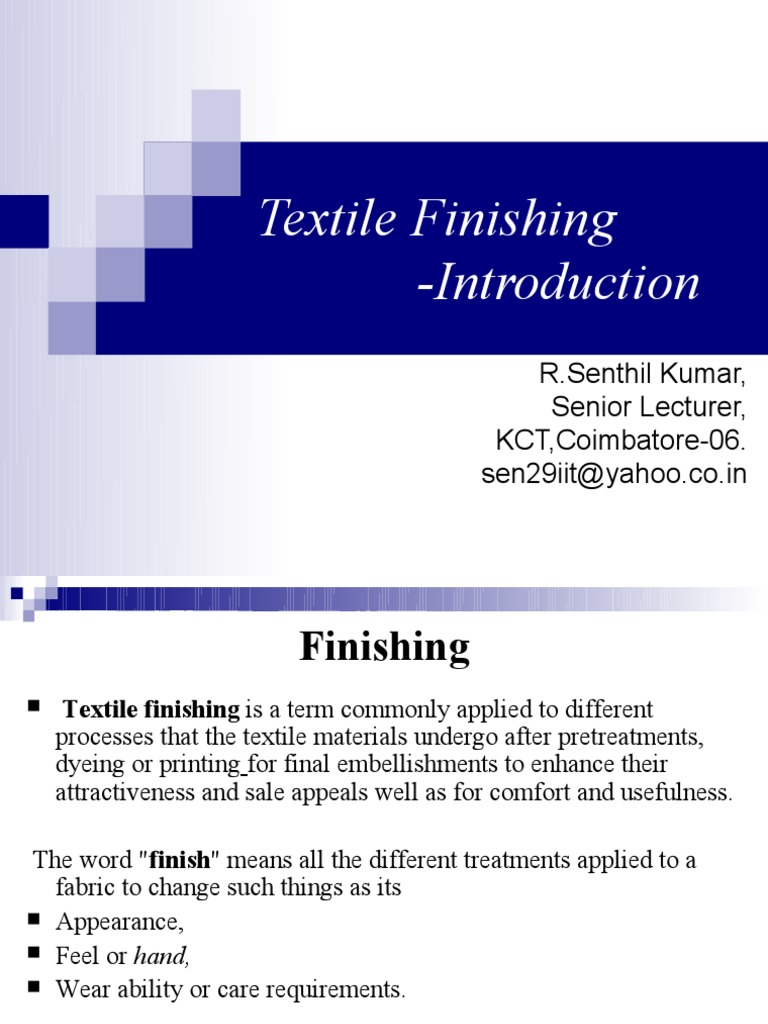 Textile Finishing Introduction | PDF | Textiles | Materials
