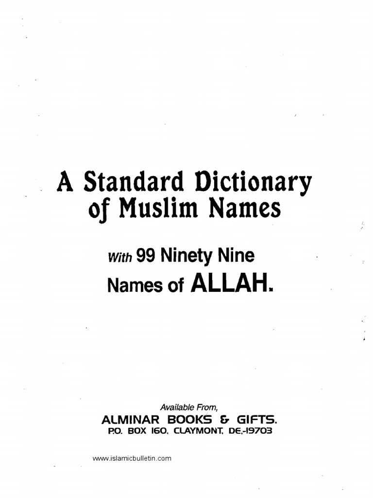 A Standard Dictionary: of Muslim Names | PDF