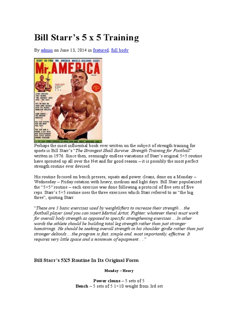 Bill Starr's 5 X 5 Training: Admin Featured Full Body | PDF | Strength ...