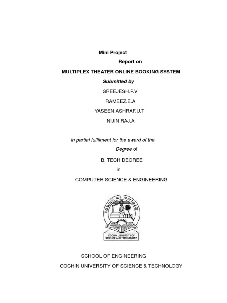 Multiplex Theater Booking System Report | PDF | Java Server Pages | Short Message Service