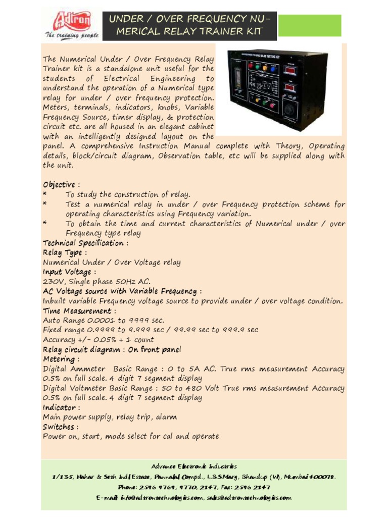 Over Under Frequency Relay | PDF | Technology & Engineering