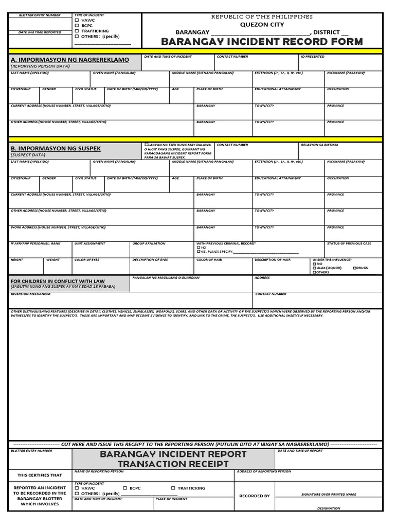 Incident Report Form | Misconduct | Public Law