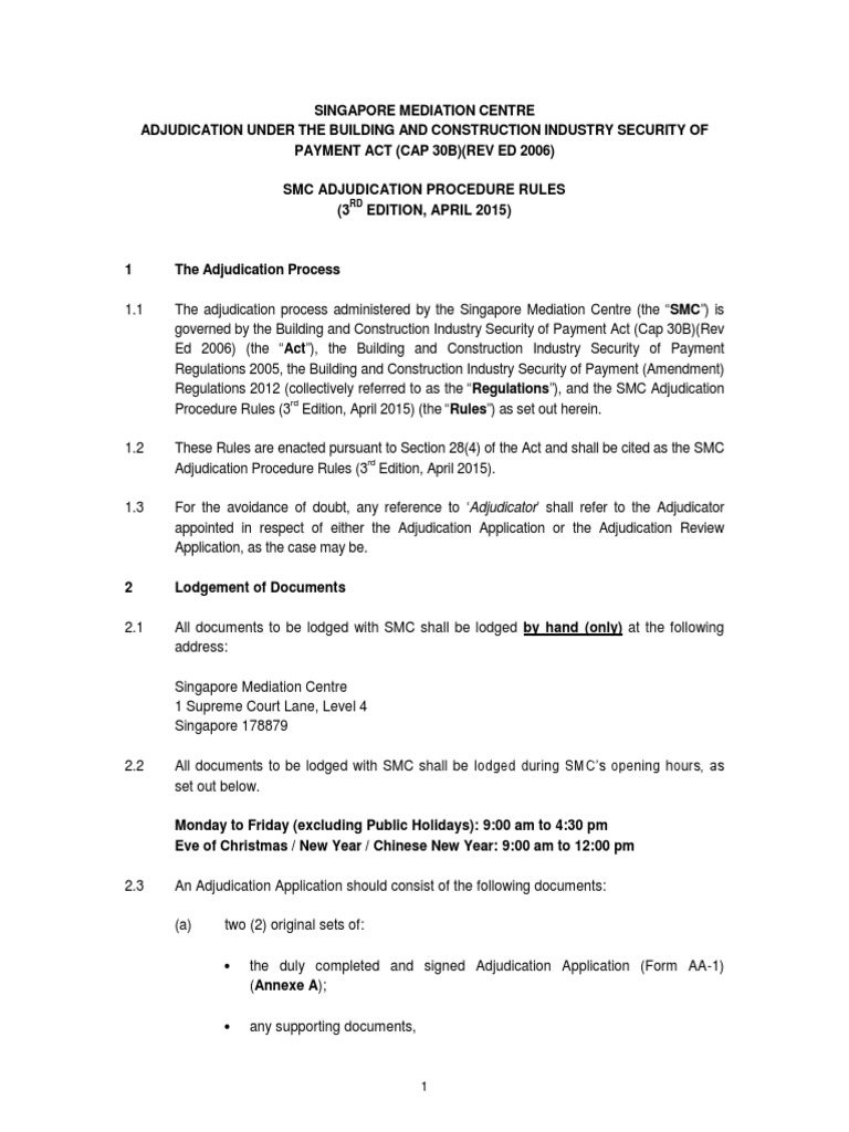 SMC Adjudication Procedure Rules and Annexes A To C Wef 1 June 2015 ...