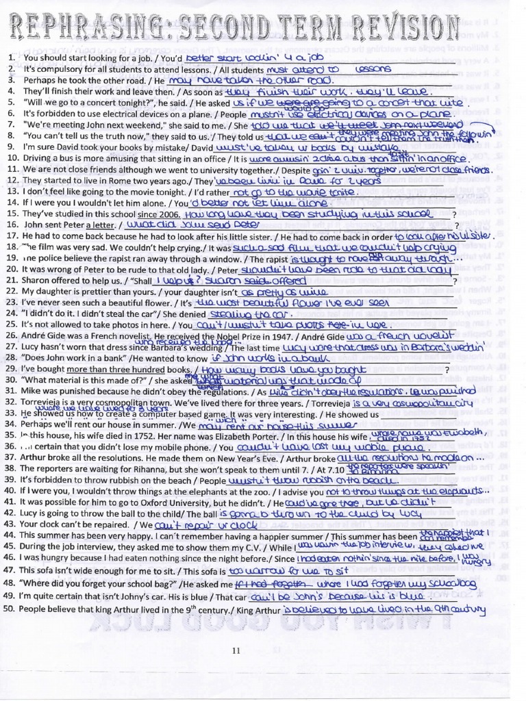 Ejercicios Resueltos Rephrasing | PDF