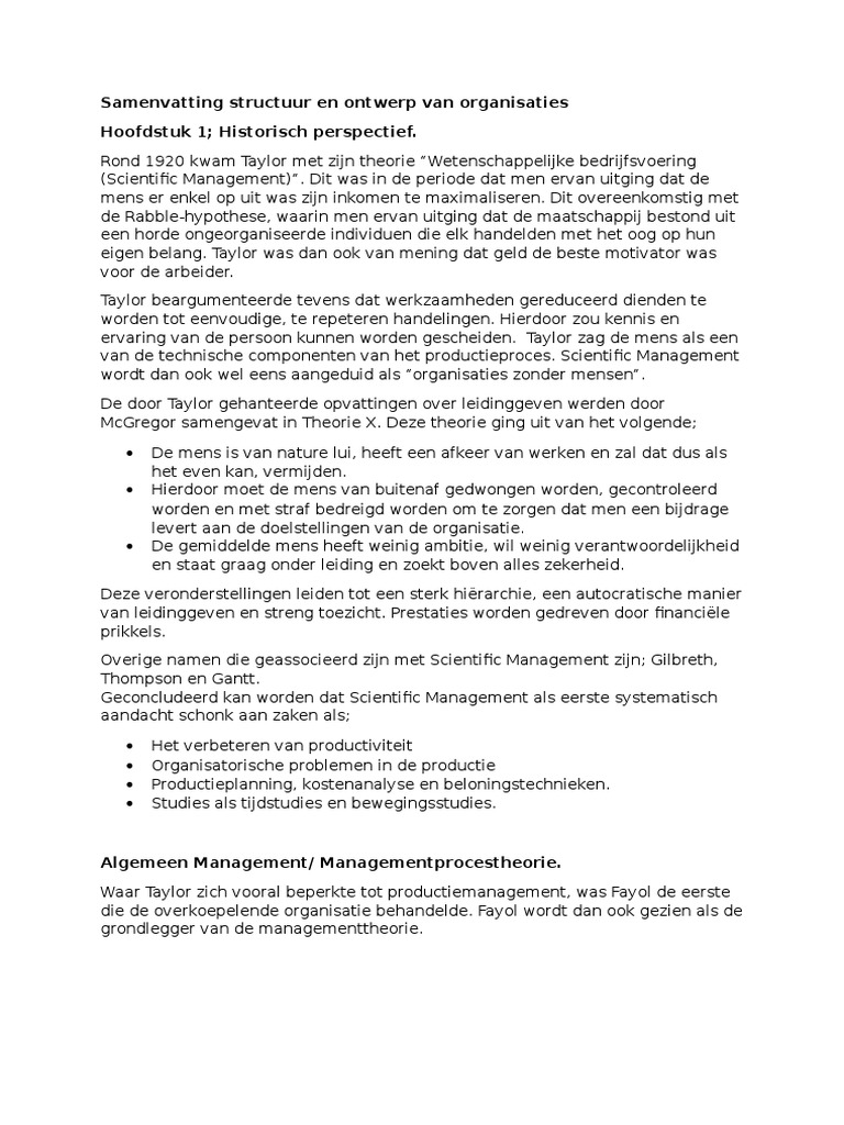 Samenvatting Structuur en Ontwerp Van Organisaties | PDF