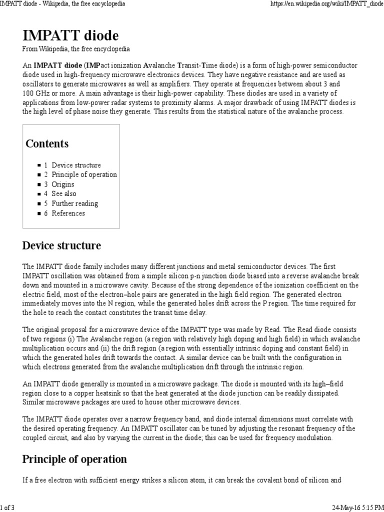 Impatt Diode | PDF | Force | Manufactured Goods