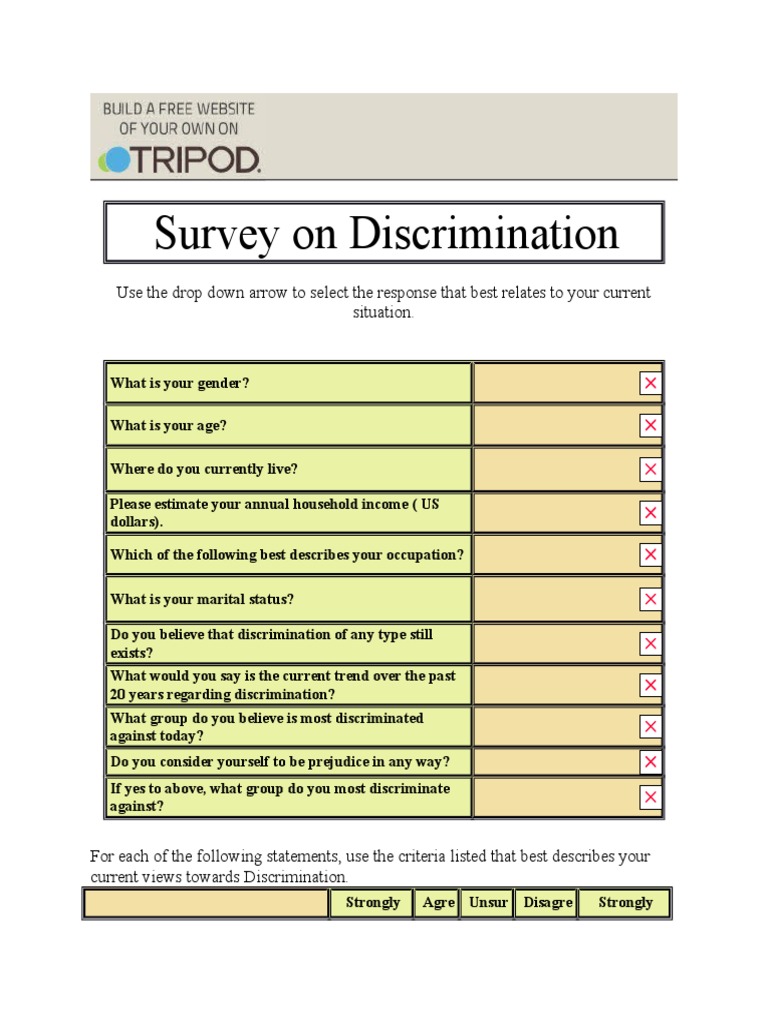 Discrimination Survey Questionnaire | PDF