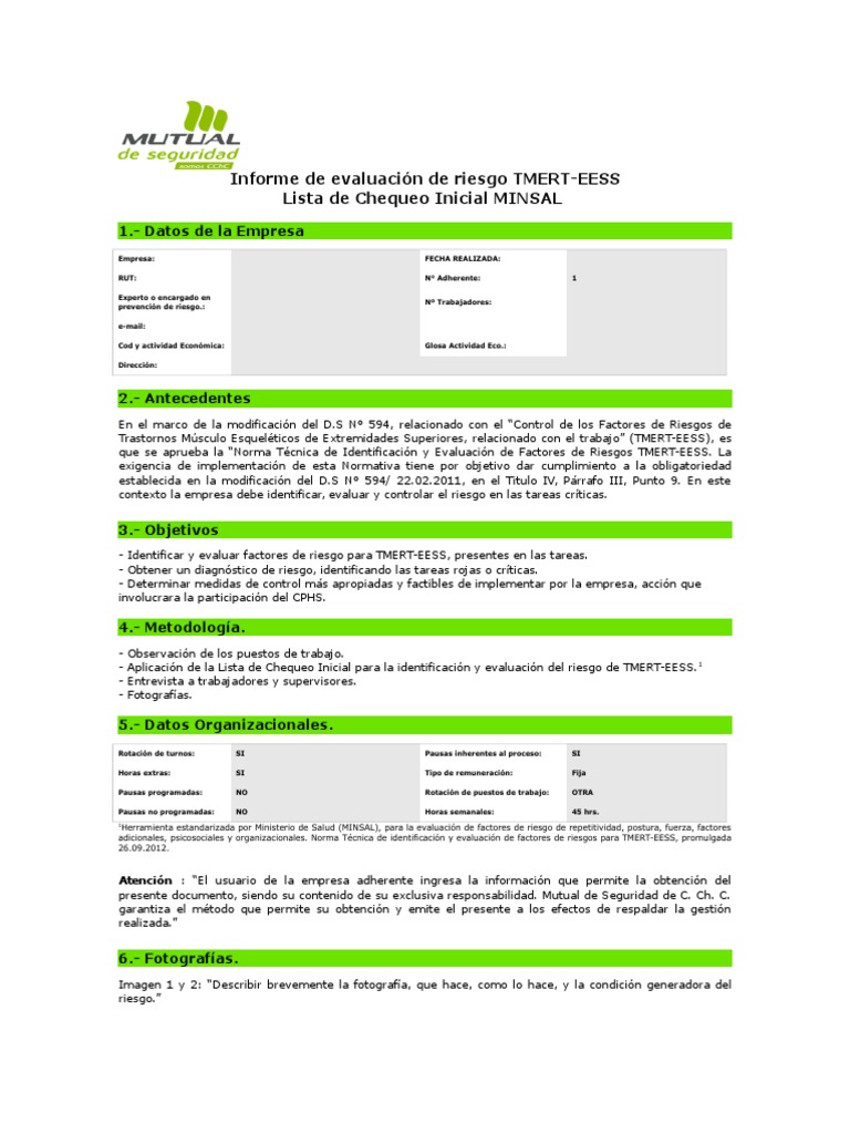 Evaluación de Riesgos TMERT-EESS 2023 | PDF | Herramientas | Science