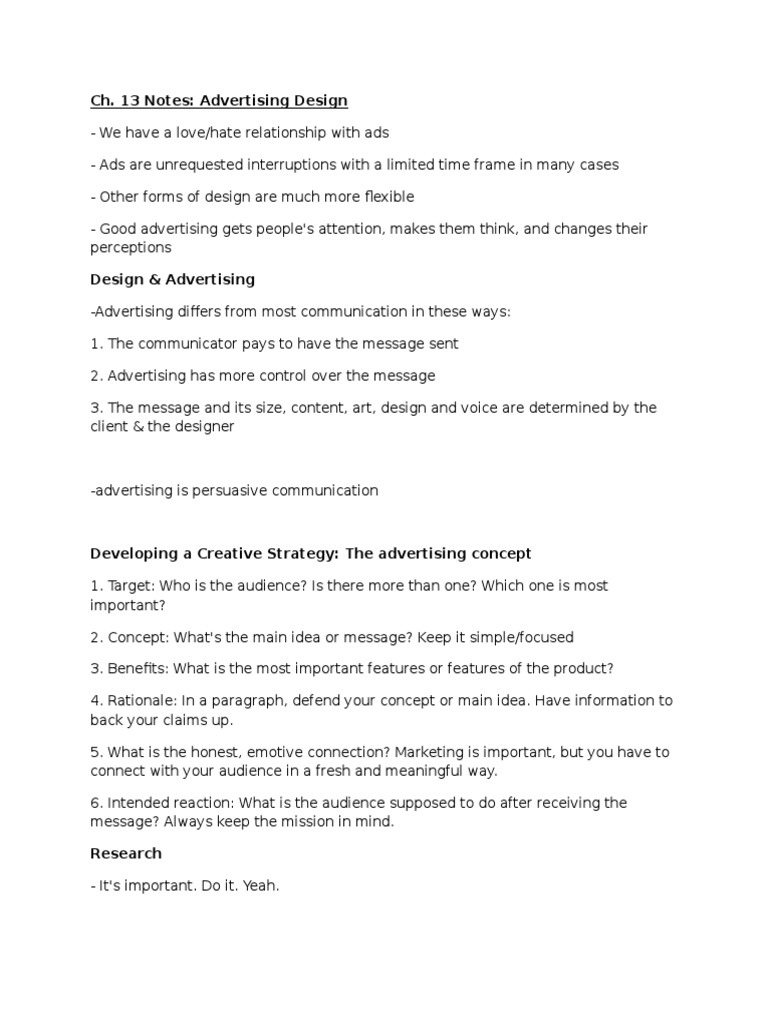 Ch. 13 Notes: Advertising Design | PDF | Logos | Advertising