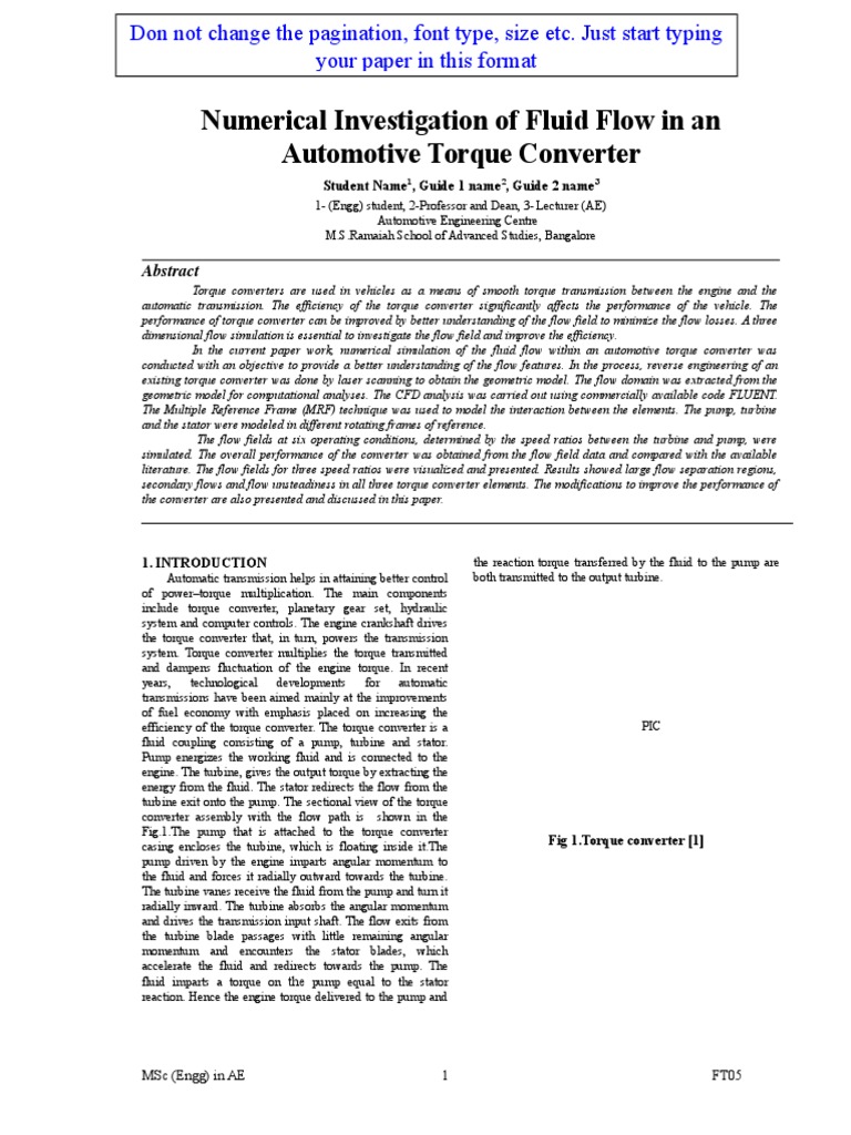 Technical Paper Sample Pdf Transmission Mechanics Turbine
