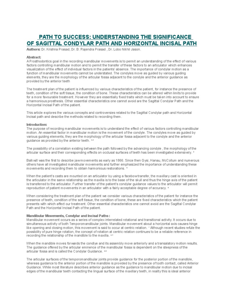 Path To Success: Understanding The Significance of Sagittal Condylar ...