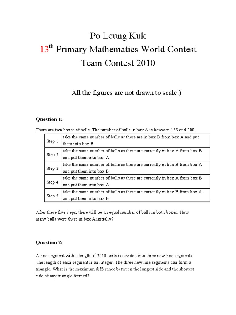 PMWC Team Test 2010 | PDF | Elementary Mathematics | Teaching Mathematics