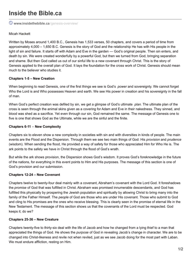 An Overview of Genesis.pdf | Book Of Genesis | Covenant (Biblical)