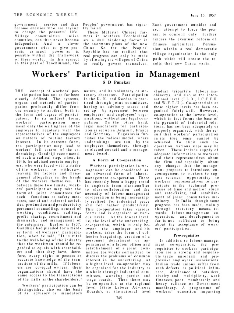 Workers Participation in Management | PDF | Employment | Economies