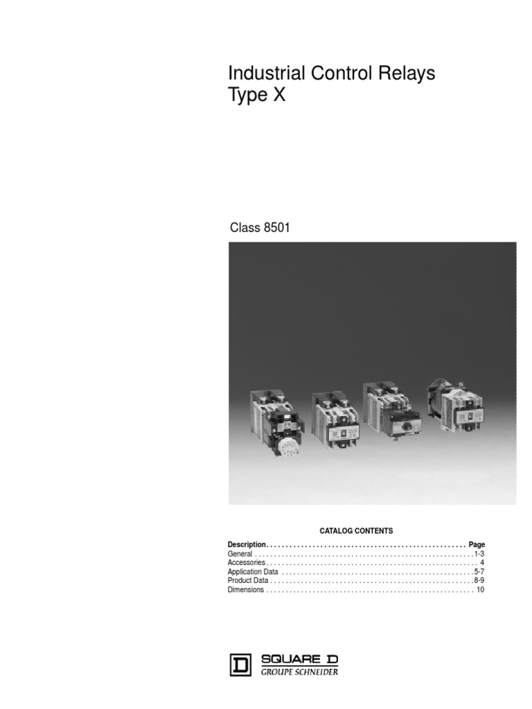 Industrial Control Relays Type X: Class 8501 | PDF | Relay | Switch