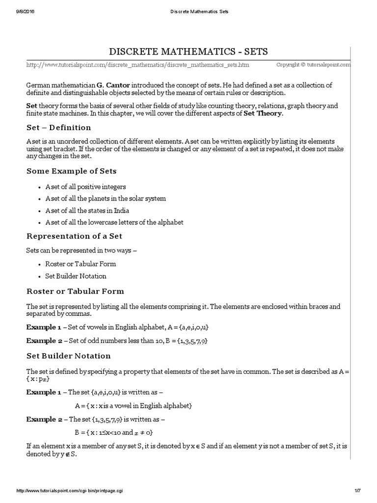 Discrete Mathematics Sets | PDF | Set (Mathematics) | Empty Set