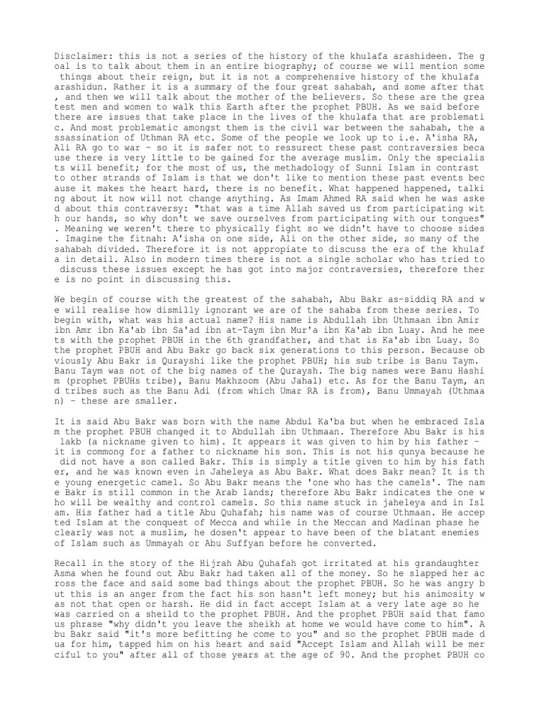 Abu Bakr Al-Siddiq The Successor of The Prophet - Part 1 Family ...