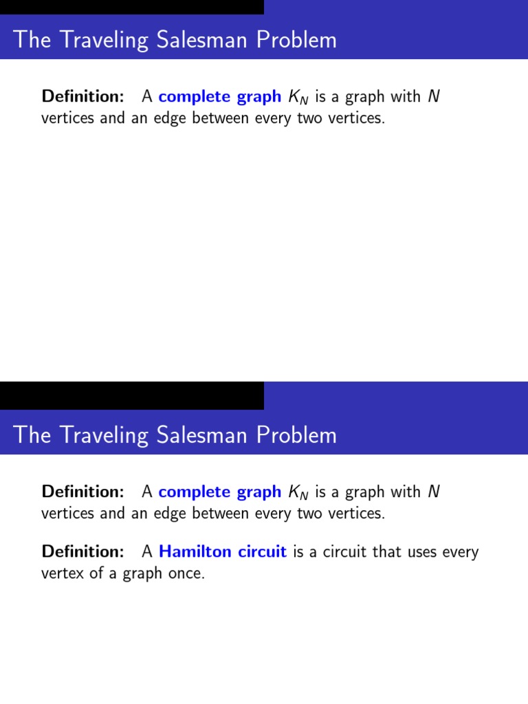 The Traveling Salesman Problem | PDF | Vertex (Graph Theory) | Computational Problems
