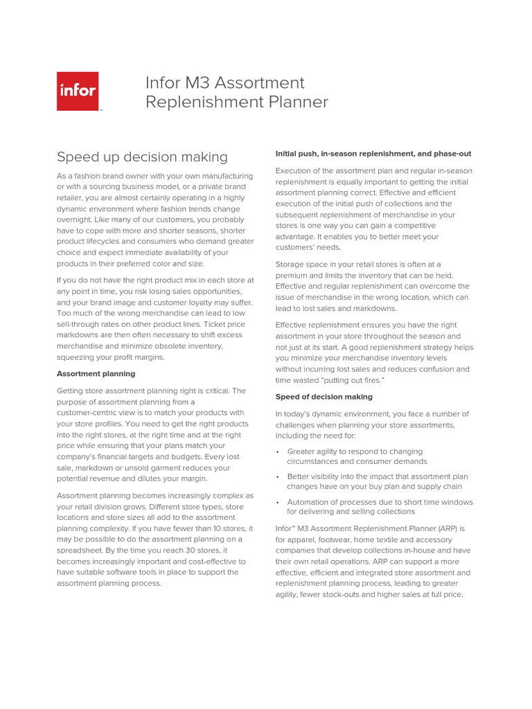 Infor M3 Assortment Replenishment Planner: Speed Up Decision Making ...