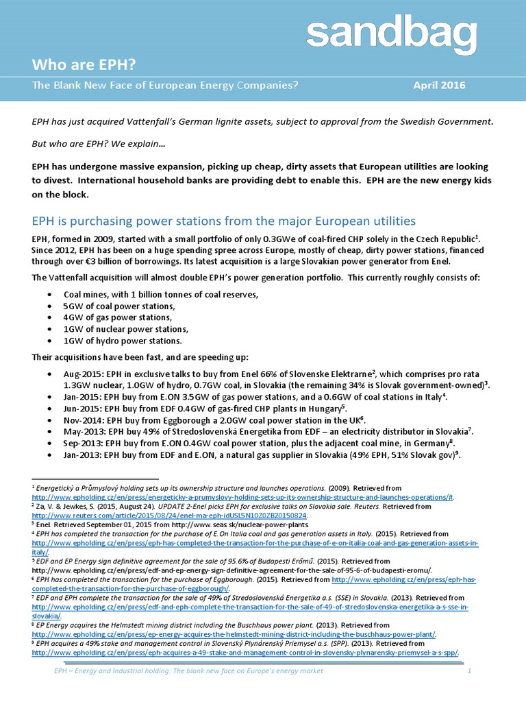 EPH Vattenfall | PDF | Economies | Energy And Resource