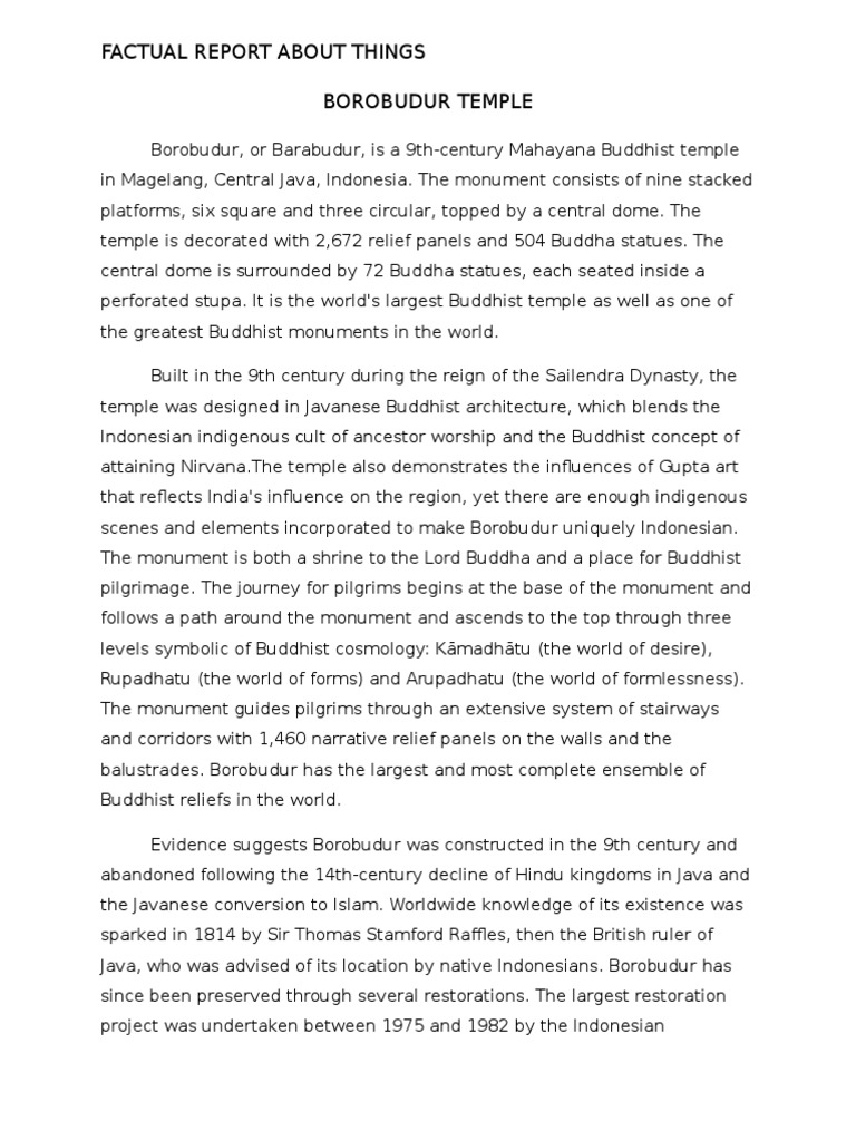 Factual Report About Things Borobudur Temple | PDF | Laptop | Office ...