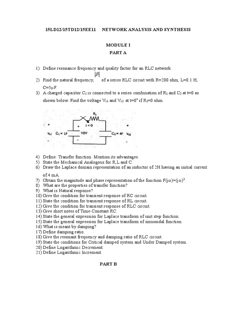 Network Analysis and Synthesis QB | PDF | Electronic Filter | Series ...