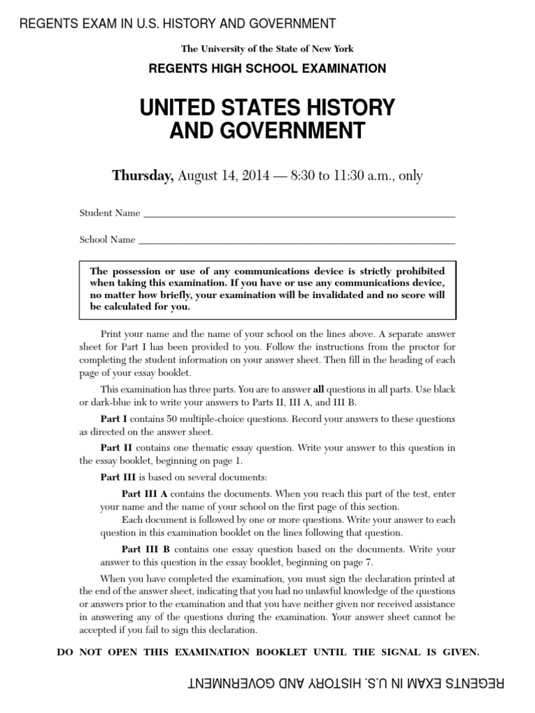 2014 NY Regents Exam | PDF | United States Constitution | Vietnam War