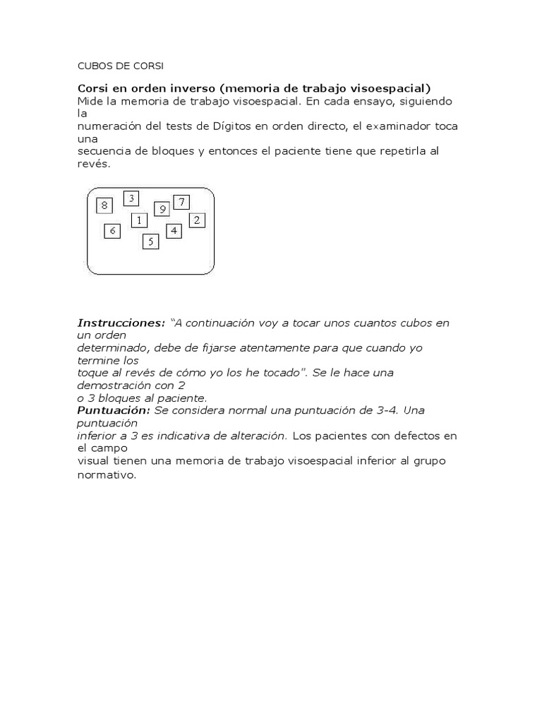 Cubos de Corsi | PDF