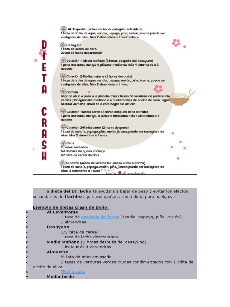 Dieta Crash del Dr. Bolio: Plan y Menú | PDF | ensalada | Cocina