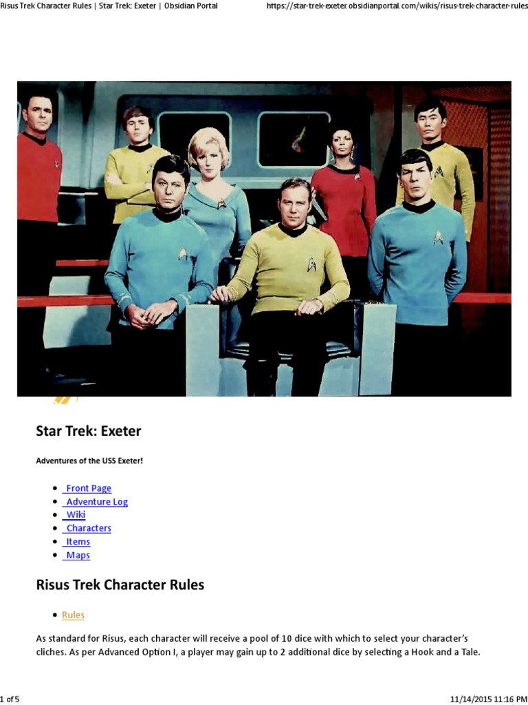 Risus Trek - Star Trek Exeter | PDF | Star Trek Uniforms | Lieutenant