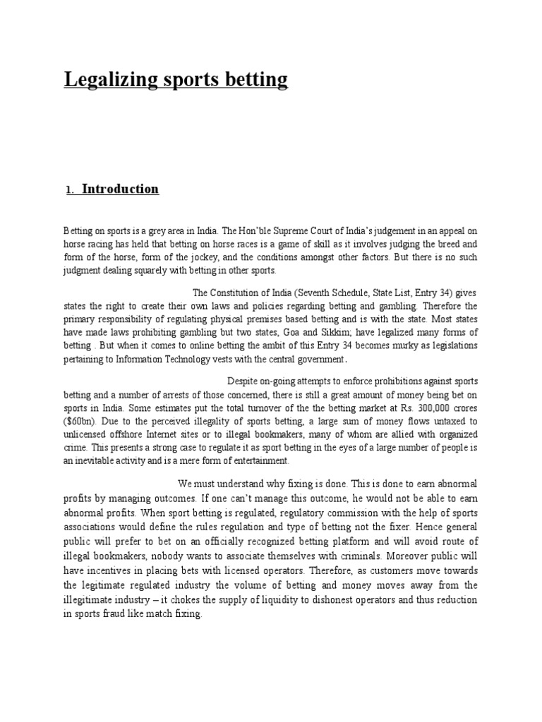 Legalizing Sports Betting | PDF | Sports Betting | Gambling