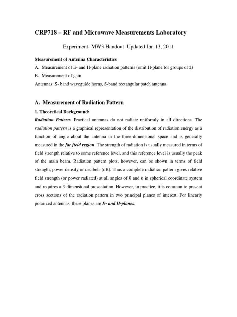 RF Lab Experiment Lab Manual | PDF | Antenna (Radio) | Electromagnetic ...