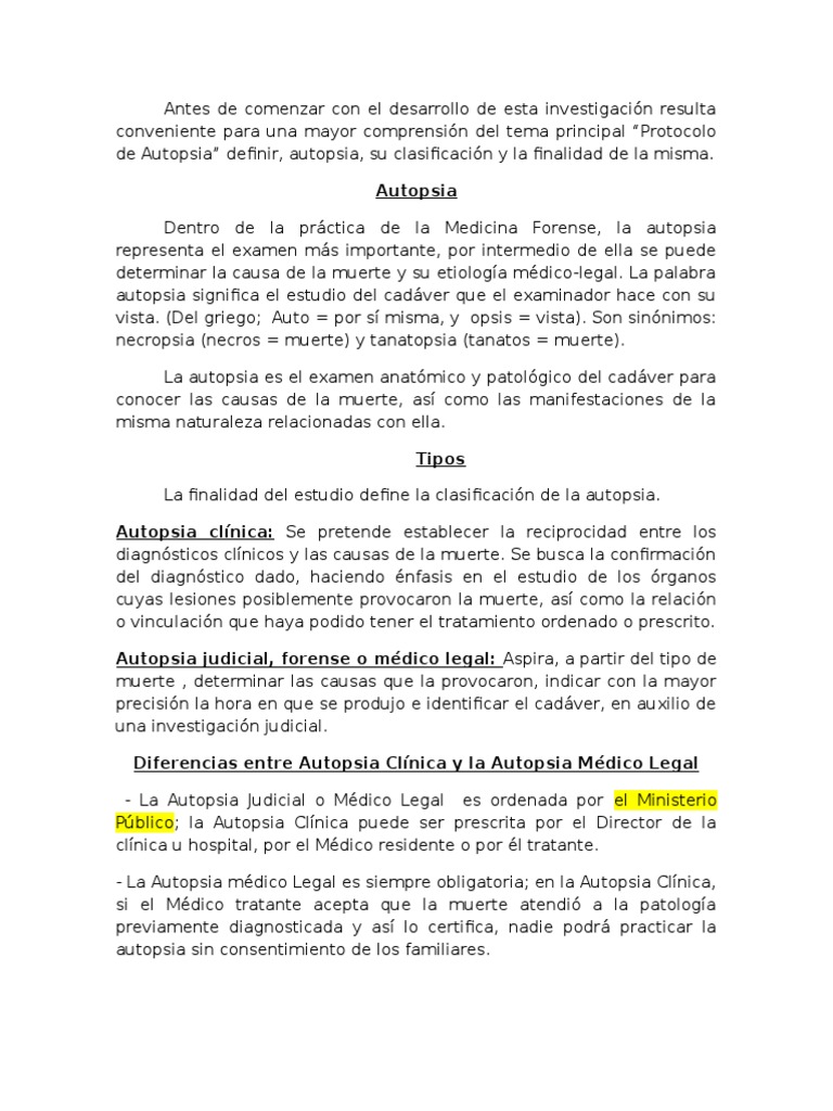 Protocolo de Autopsia | Autopsia | Jurisprudencia médica