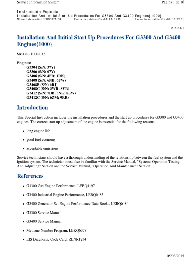 (REHS0371) Installation and Initial Start Up Procedures For G3300 and ...