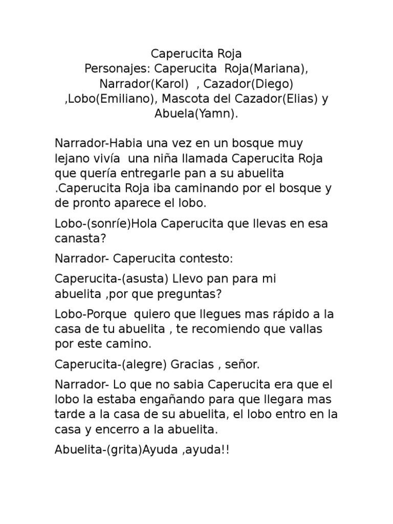 Caperucita Roja Personajes | PDF | Hogar, jardinería y bricolaje ...