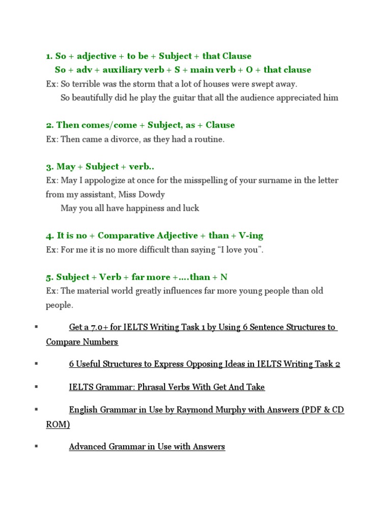Ielts/Pte Academic Grammer Complex Sentences | PDF | Verb | Subject ...