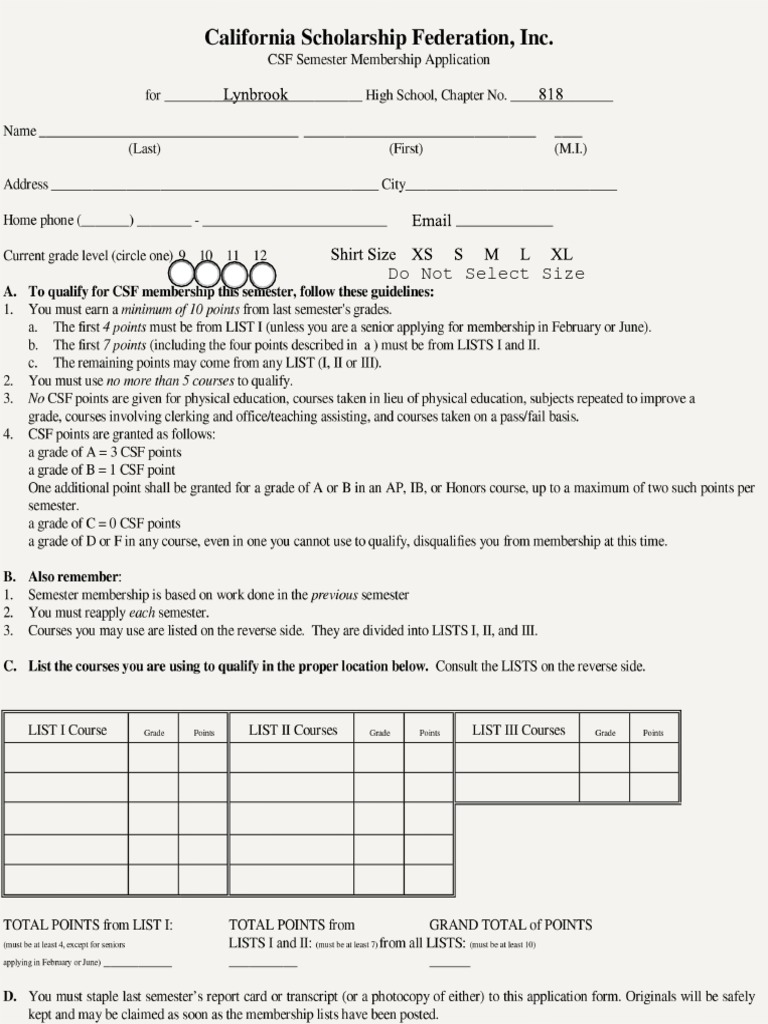 CSF Application | PDF