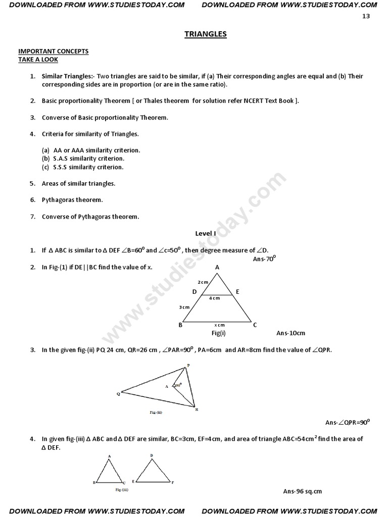 CBSE Class X Triangles Assignment 2 - 0 | PDF | Triangle | Triangle Geometry
