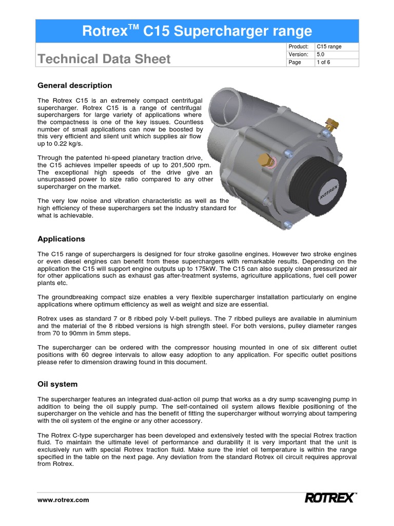 Rotrex Technical Datasheet C15 Range | PDF