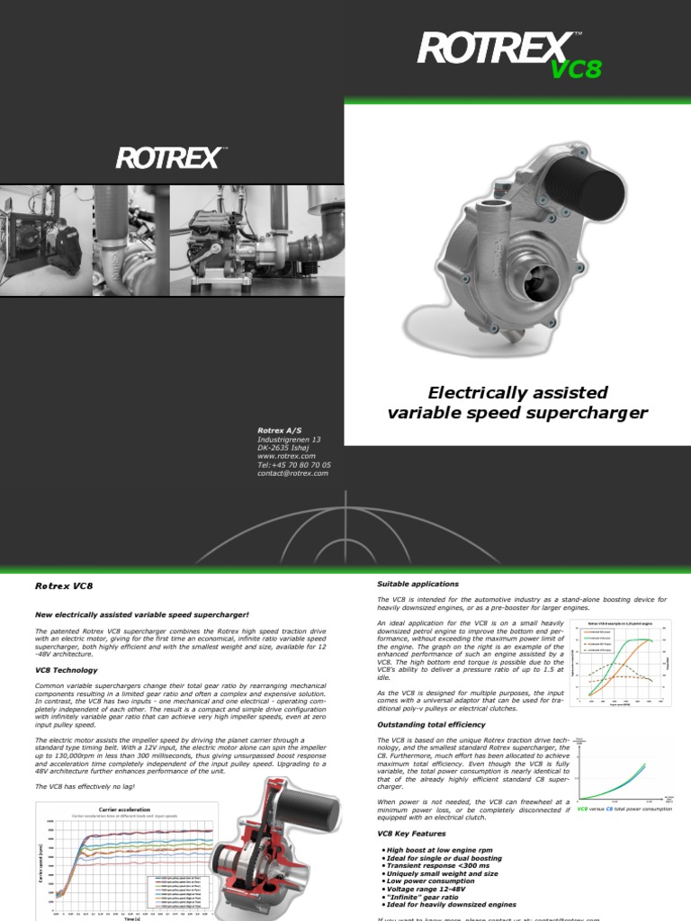 Electrically Assisted Variable Speed Supercharger: Rotrex A/S | PDF ...