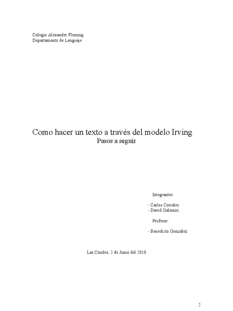 Pasos del Modelo Irving para Redacción | PDF | Información | Evaluación