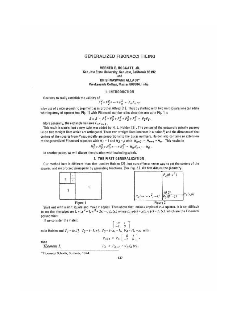 Generalized Fibonacci Tiling: Theorem 1 | PDF | Sequence | Function (Mathematics)