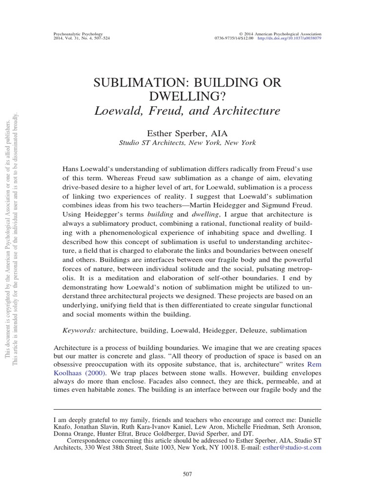 Sperber Sublimation | PDF | Psychoanalysis | Sigmund Freud