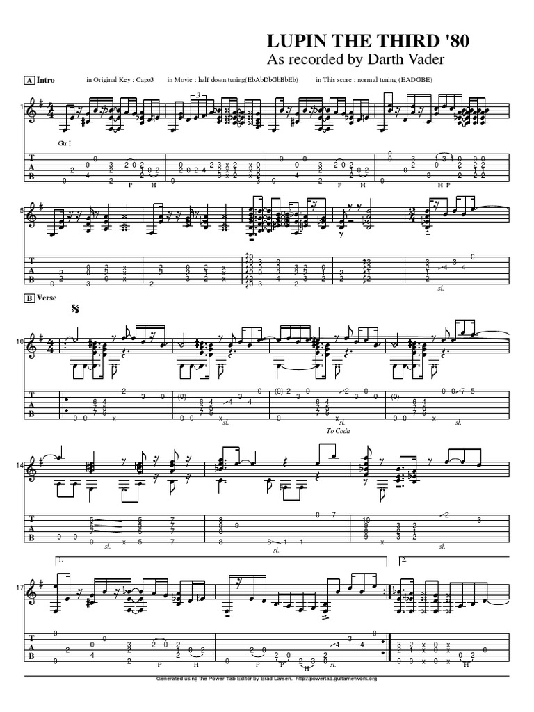 LUPIN THE THIRD '80 Guitar Tab | PDF | Leisure