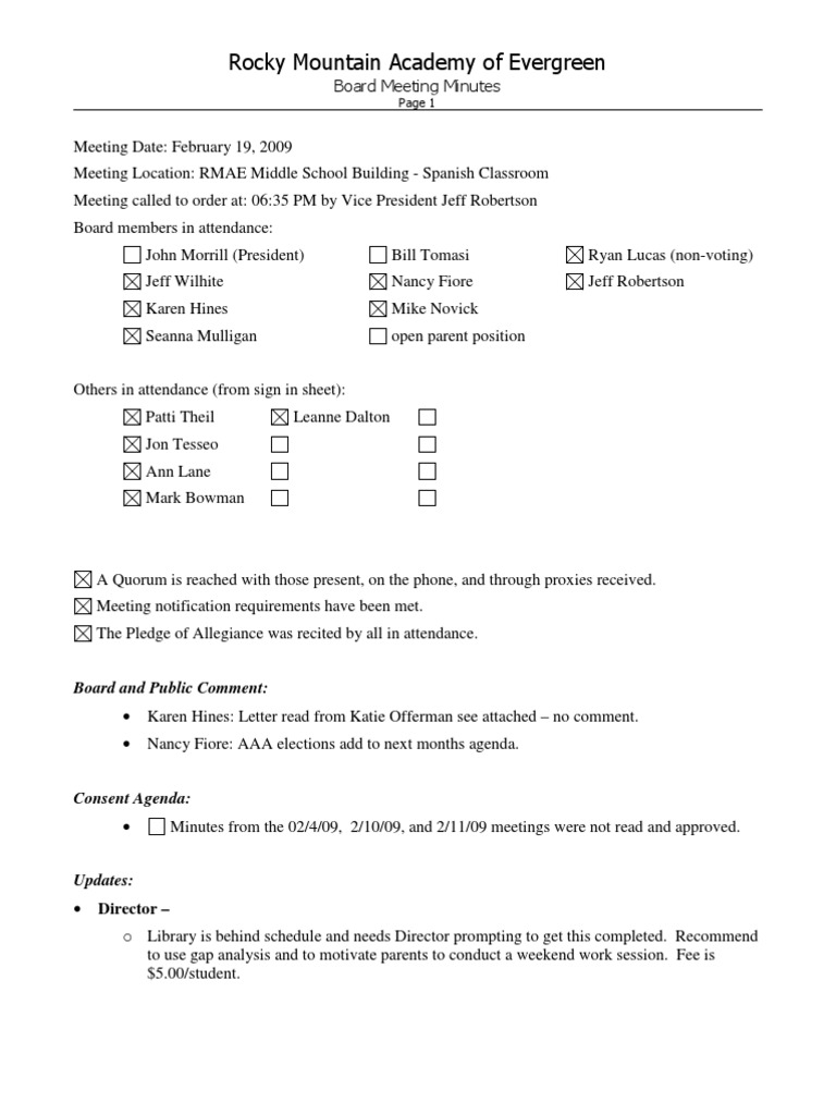 Rocky Mountain Academy of Evergreen: Board and Public Comment | PDF ...