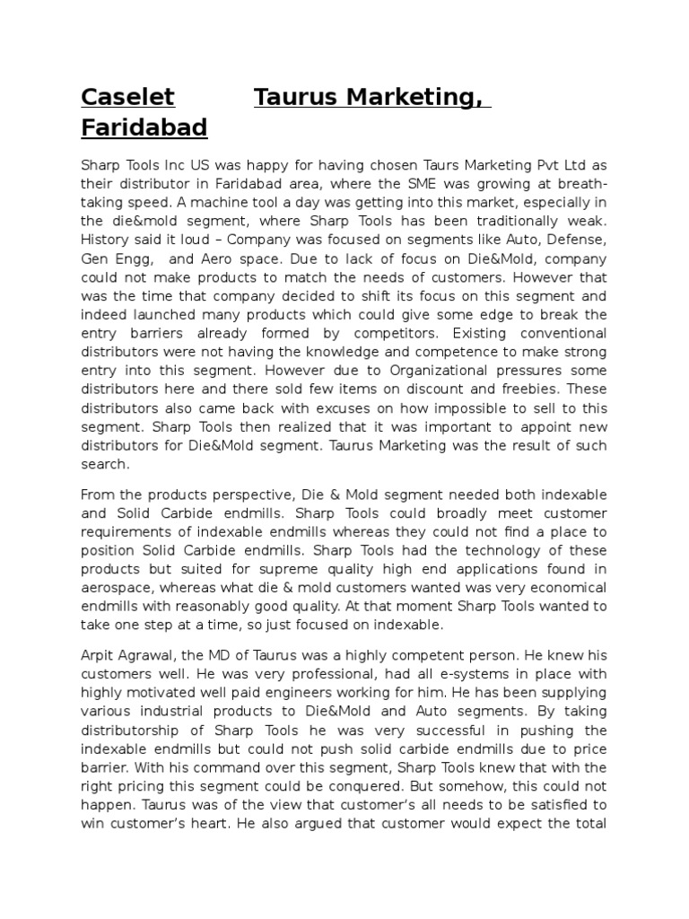 Caselet# 4 Taurus Marketing | PDF | Brand | Marketing