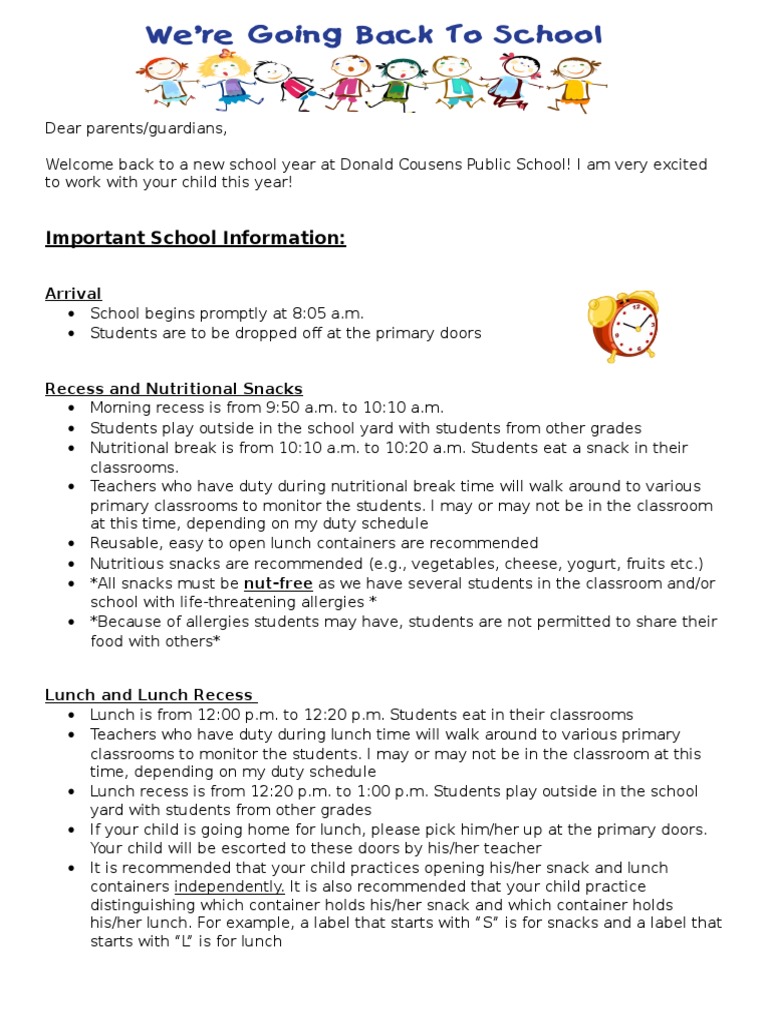 Welcome Back Newsletter | PDF | Homework | Schools