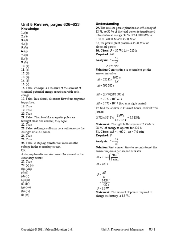 Nelson Physics 11 Solutions | PDF | Magnetic Field | Electric Current
